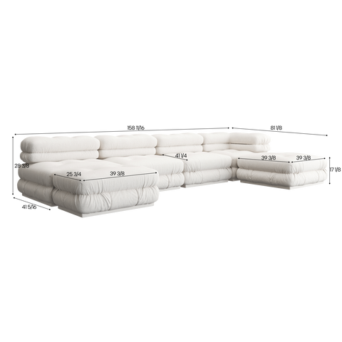 Cloud Sectional Sofa White Boucle | Modani x The Kooples Limited Editi ...