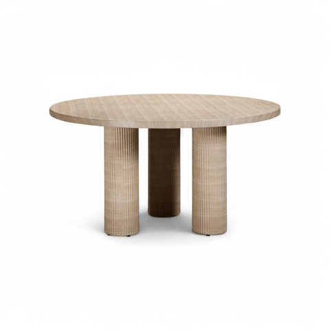 Orbit Travertine Indoor / Outdoor Round Dining Table – Modani Furniture
