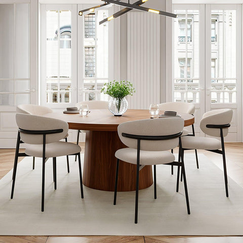 Zoya Dining Chair White Boucle – Modani Furniture