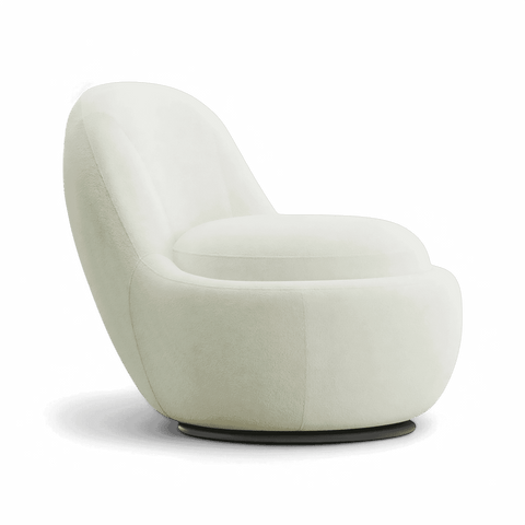 Boba Swivel Lounge Chair White Boucle – Modani Furniture