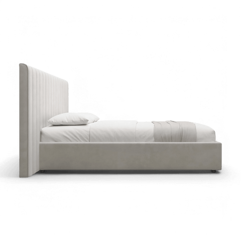 Rune King Bed Beige Velvet – Modani Furniture