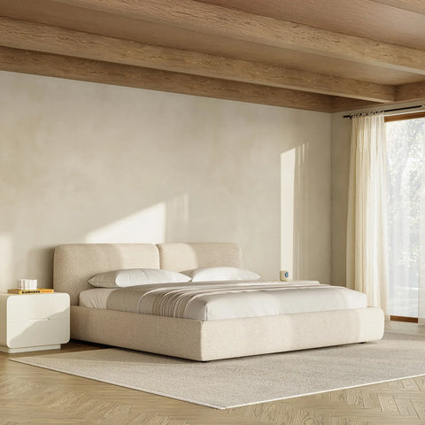 Gabriele Bed White Boucle – Modani Furniture