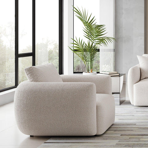 Gabriele Lounge Chair White Boucle – Modani Furniture