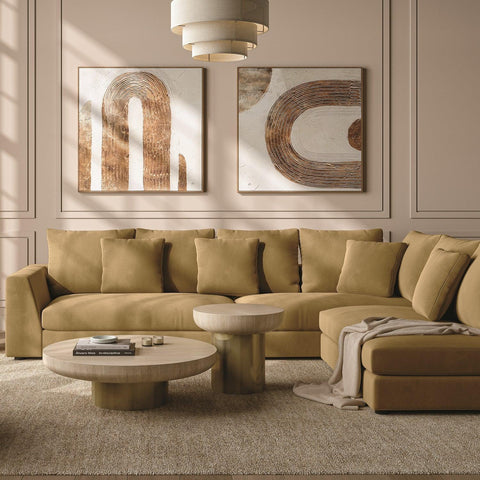 Gianni Sectional Sofa Camel Velvet – Modani Furniture