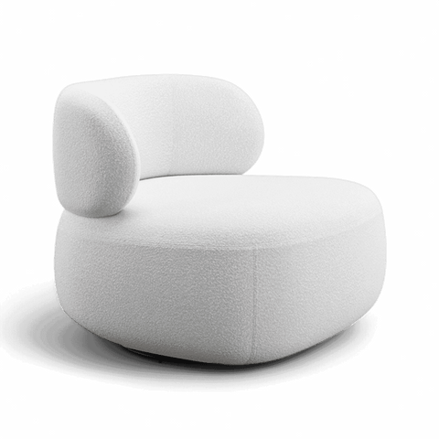 Lilo Swivel Lounge Chair White Boucle – Modani Furniture