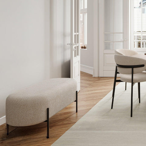 Naomi Bench White Boucle – Modani Furniture