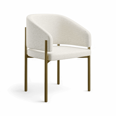 Oxford Dining Chair Off White & Brass Frame – Modani Furniture