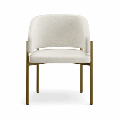 Oxford Dining Chair Off White & Brass Frame – Modani Furniture