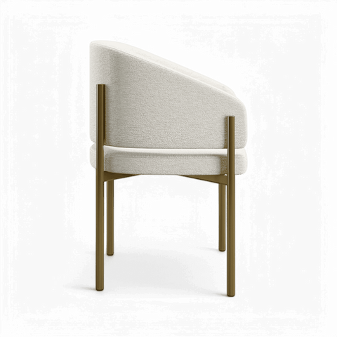 Oxford Dining Chair Off White & Brass Frame – Modani Furniture