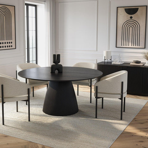 Oxford Round Dining Table Black Wood – Modani Furniture
